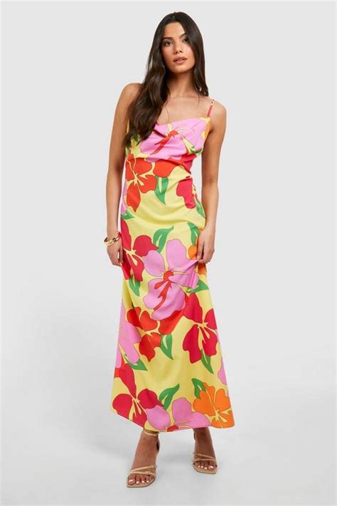 Floral Cowl Maxi Slip Dress Boohoo Uk