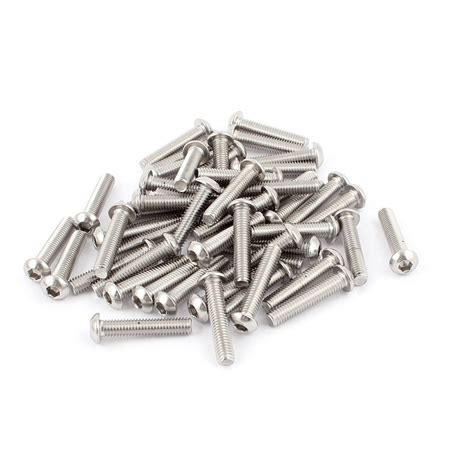 M6x30mm Stainless Steel Button Head Hex Socket Cap Screws Silver Tone