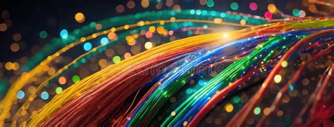 Connectivity And Data Colorful Network Cables And Bokeh Network Cables Intertwine Against A