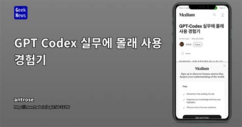 Gpt Codex 실무에 몰래 사용 경험기 Geeknews