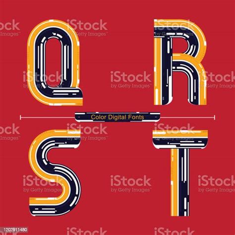 세트 Qrst의 알파벳 컬러 디가탈 스타일 0명에 대한 스톡 벡터 아트 및 기타 이미지 0명 단일 이미지 로고 Istock