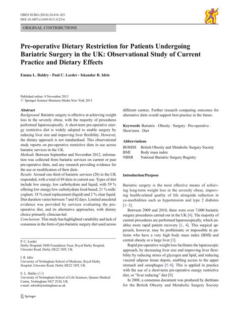 Pdf Pre Operative Dietary Restriction For Patients Undergoing