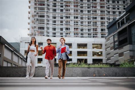 Successful Urban Architects Discussing And Designing Sustainable Building Projects Stock Image