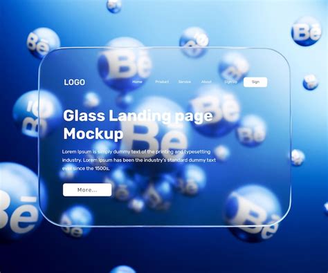Premium Psd 3d Landing Page Mockup With Glass Morphism Effect Or 3d