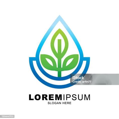 Logo De Nature Avec Licône De Chute Deau Vecteurs Libres De Droits Et