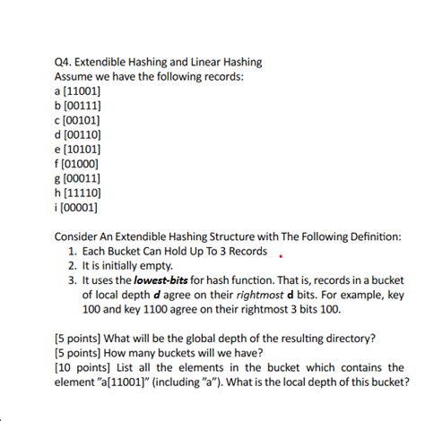 Solved Q4 Extendible Hashing And Linear Hashing Assume We