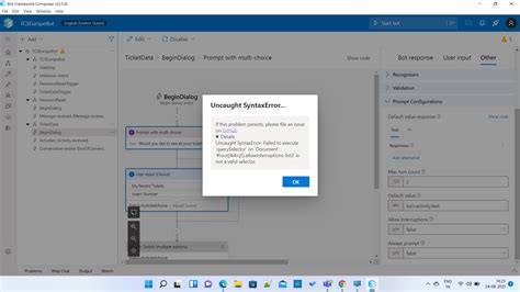 Not Able To Enable Allow Interruption To True In Composer For A Choice