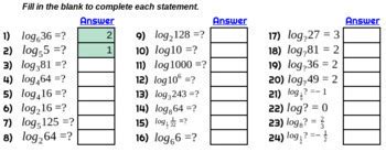 Evaluating Logarithms DIGITAL Sudoku Puzzle Activity By Amusing Algebra
