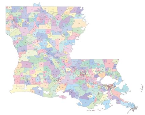 Preview Of Louisiana Zip Code Vector Map Location Name Printable