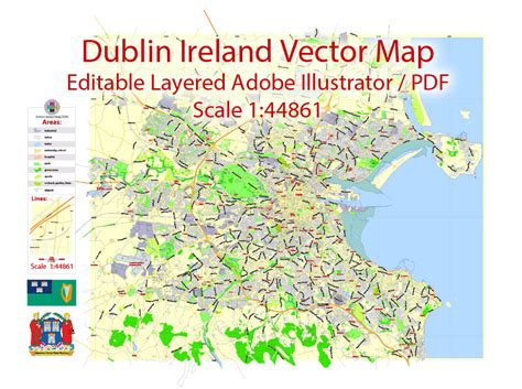 Dublin Map Vector Ireland Exact City Plan Low Detailed Street Map