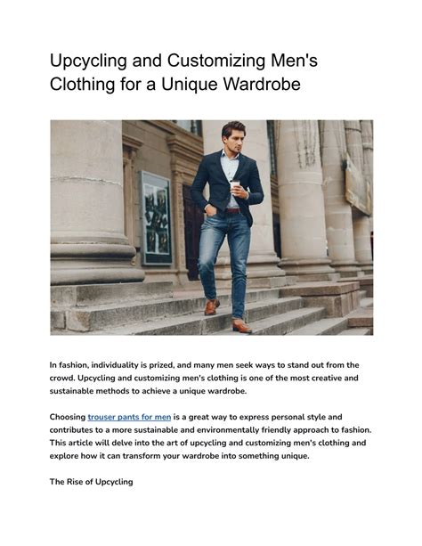 Ppt Upcycling And Customizing Mens Clothing For A Unique Wardrobe