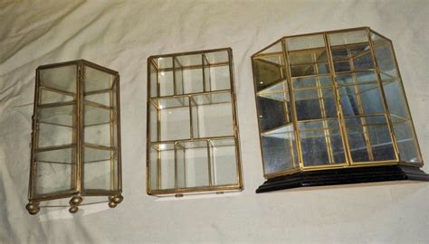 3 Vintage Display Cabinets Copper Glass Catawiki