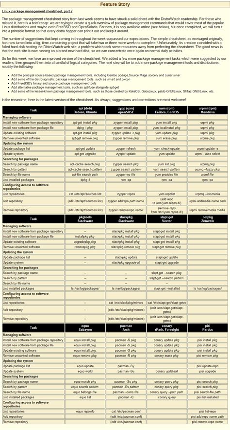 각 리눅스 패키지 관리자 Cheatsheet Kldp