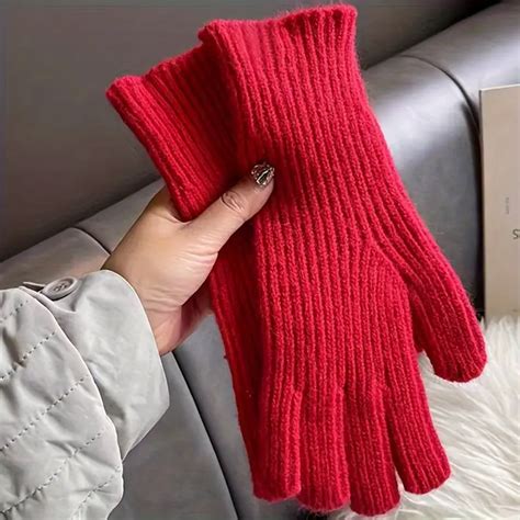 الحد الأدنى أحادية اللون مخطط قفازات أنيقة قصيرة متماسكة لمس Temu