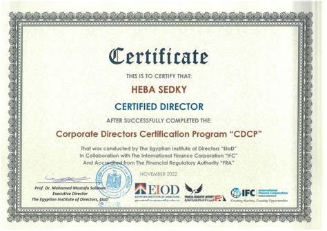 Heba Sedky On Linkedin Cdcp Fra Eiod Ifc Corporategovernance