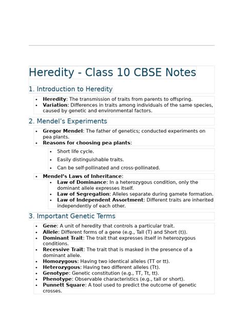Heredity Notes Pdf Dominance Genetics Genetics