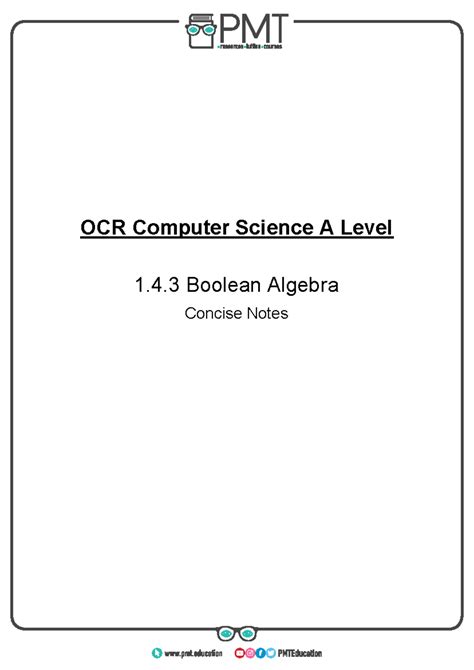 143 Boolean Algebra Concise Ocr Computer Science A Level 14