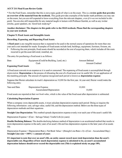 ACCT 211 Final Exam Review Guide ACCT 211 Final Exam Review Guide For