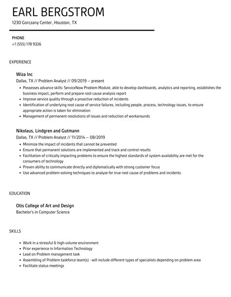 Problem Analyst Resume Samples Velvet Jobs