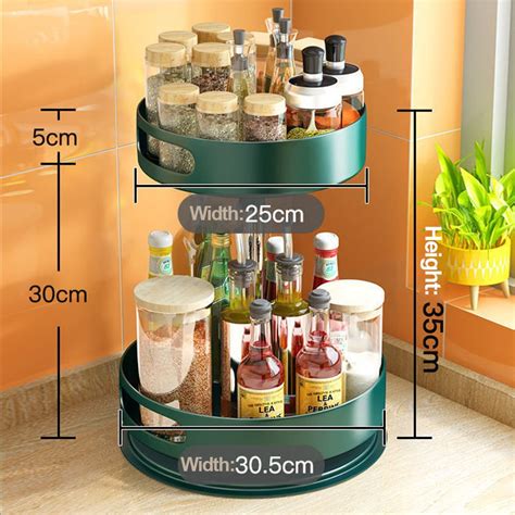 Kitchen Spice Rack Metal Rotating Storage Container 360 Rotate
