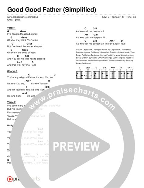 Good Good Father Chords G Sheet And Chords Collection