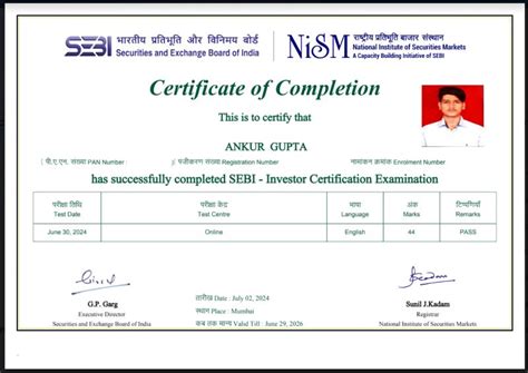 Ankur Gupta On Linkedin I Am Happy To Share That I Have Successfully Cleared The Sebi Investor