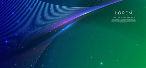 Abstract Blue And Green Glowing Lines Curved Vector Image