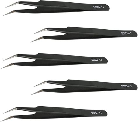 Anti Static Tweezers Aoje Link 4 Piece Set Curved Tip Esd Safe