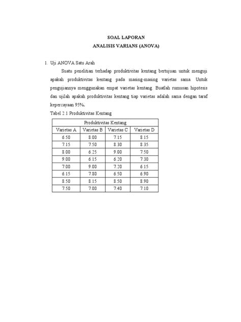Soal Laporan Analisis Varians Pdf