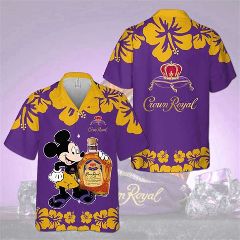Purple Crown Royal Mickey Mouse Hibiscus Flower Hawaiian Shirt Aopprinter