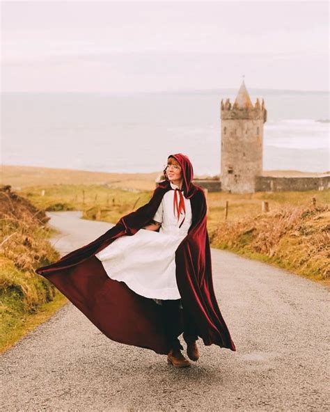 Burgundy Red Riding Hood Stretch Velvet Cape Costume Cape Fairytale Fantasy Cloak In Red