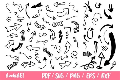 hand drawn arrows svg bundle curved arrows 2580659