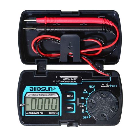 Allsun Auto Ranging Pocket Tiny Digital Multimeter Mini Electrical Travel Meter Ac Dc Ohm Volt