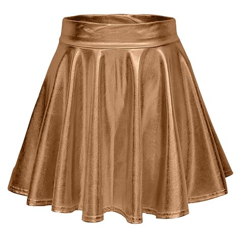 SIMU Skirts For Women 2024 Women S Metallic Skater Skirt Sparkly Shiny