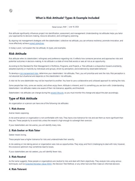 What Is Risk Attitude Types And Example Included Pm Study Circle Pdf Risk Attitude