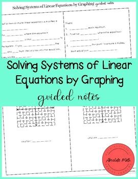Solving Systems Of Equations By Graphing Guided Notes By Absolute Math