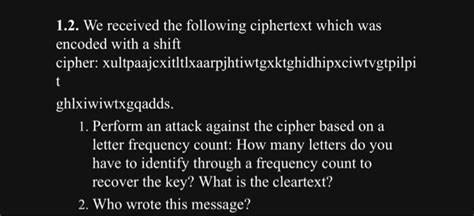 Solved 12 We Received The Following Ciphertext Which Was