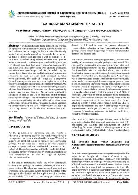 Irjet Garbage Management Using Iot Pdf
