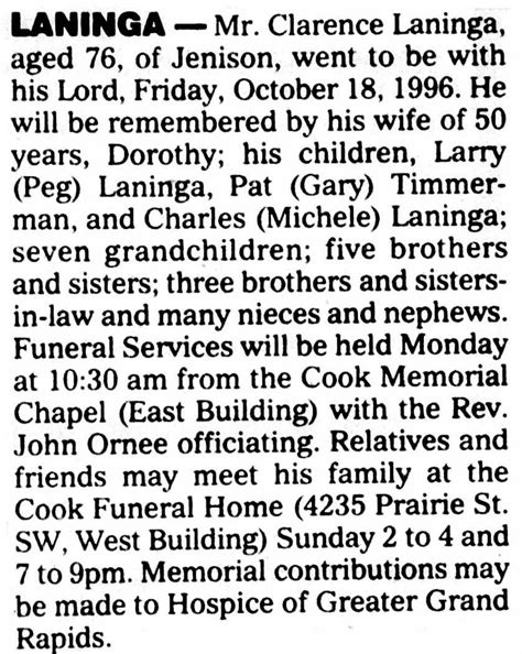 Clarence Laninga 1920 1996 Find A Grave Memorial