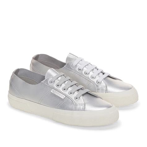 Superga Womens Grey Silver F Avorio 2750 METALLIC NAPPA Shoes