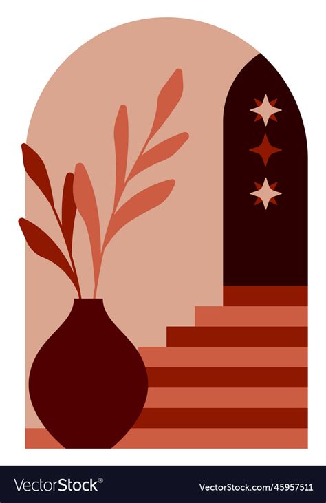 Moroccan Stairs In Trendy Style Art Bohemian Vector Image