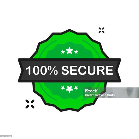 흰색 배경에 플랫 스타일로 100 보안 배지 녹색 스탬프 아이콘 벡터 그림입니다 100에 대한 스톡 벡터 아트 및 기타 이미지