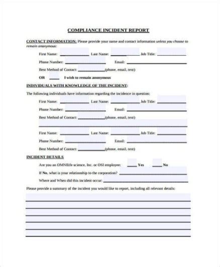 Compliance Report Templates 14 Free Printable Word Pdf Formats