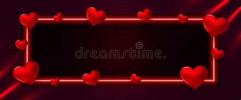 Realistic Love Hearts With Text Space For Valentines Day Event Stock