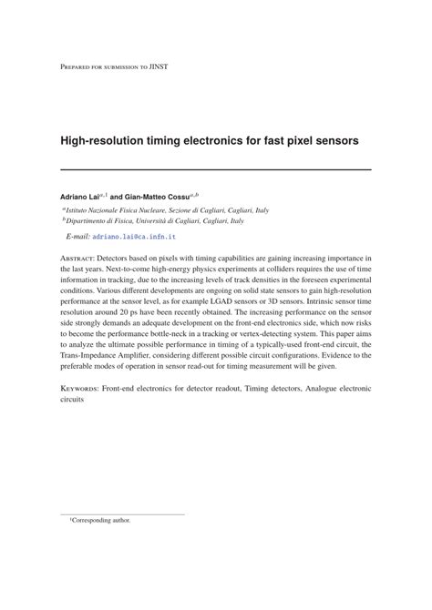 Pdf High Resolution Timing Electronics For Fast Pixel Sensors