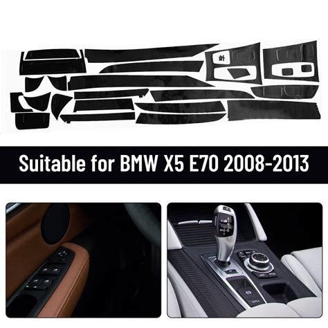 Mduoduo 1set Interior Glossy Carbon Fiber Wrap Trim Decal Car Sticker