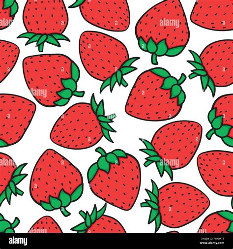 Hand Drawing Strawberry Fashion Sketch Seamless Pattern Isolated On