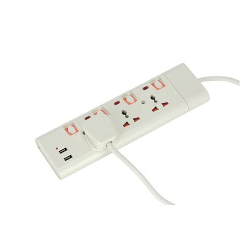 Geepas Way Extension Socket With USB Port Power Switches With Led Indicators Extra