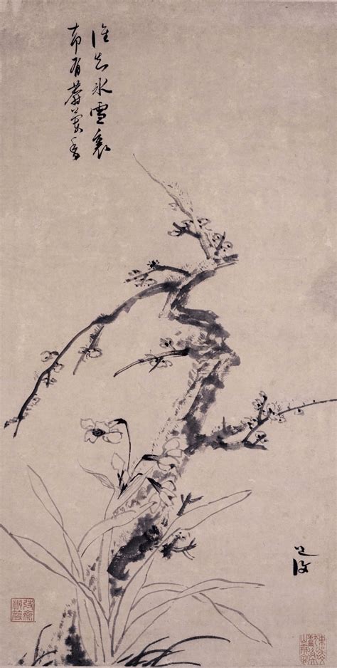 陈淳文人写意花鸟画欣赏 水墨 白阳 墨牡丹