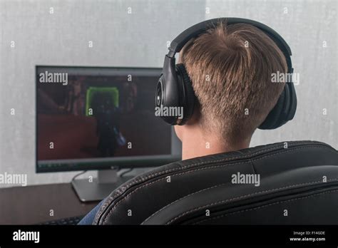 Man Playing A Computer Games At Home Stock Photo Alamy
